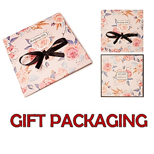 YOUR SMILE 100% Mulberry Silk Neck Scarf 21"x21" Small Square Head Scarves Hair Wraps for Women Gift Packed,Black/White Flower