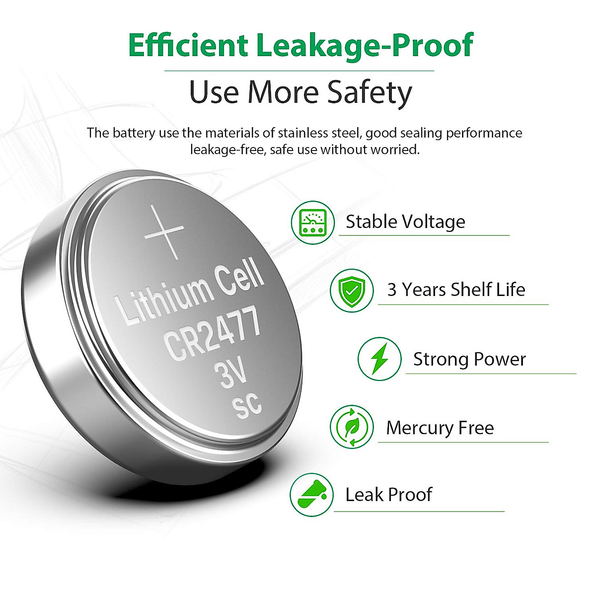 LiCB CR2477 3V Lithium Battery (Pack of 10)