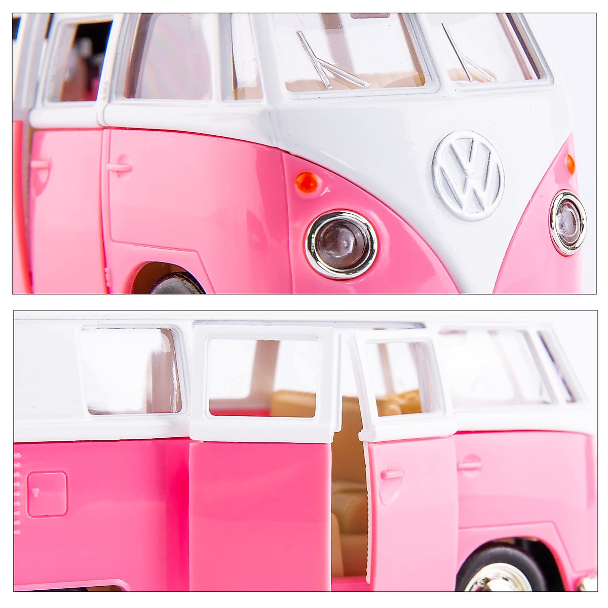 TGRCM-CZ 1/36 Scale Bus Casting Car Model, Zinc Alloy Toy Car for Kids, Pull Back Vehicles Toy Truck for Toddlers Kids Boys Girls Gift (Pink)