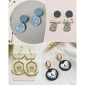 Puocaon Boho Clay Silk Screen - 6 Pcs Boho Moth Reusable Silk Screen Stencils for Polymer Clay Earrings Making, Crescent Moon Boho Sun Polymer Clay Silk Screen, Dreamcatcher Magic Book Silk Screen