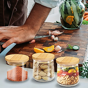 Lamnhin Oui Yogurt Jars Lids: 4 Pack of Natural Bamboo Wooden Lids with Silicone Seals and Bottle Labels for 5 Oz Oui Yogurt Jars