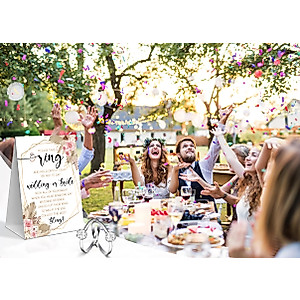 Pampas Grass Boho Bridal Shower Theme Decorations,Put A Ring On It Game,Don't Say Bride Games,Wedding Shower,Engagement Party Games(1 Sign And 50 Plastic Diamond Rings)-8