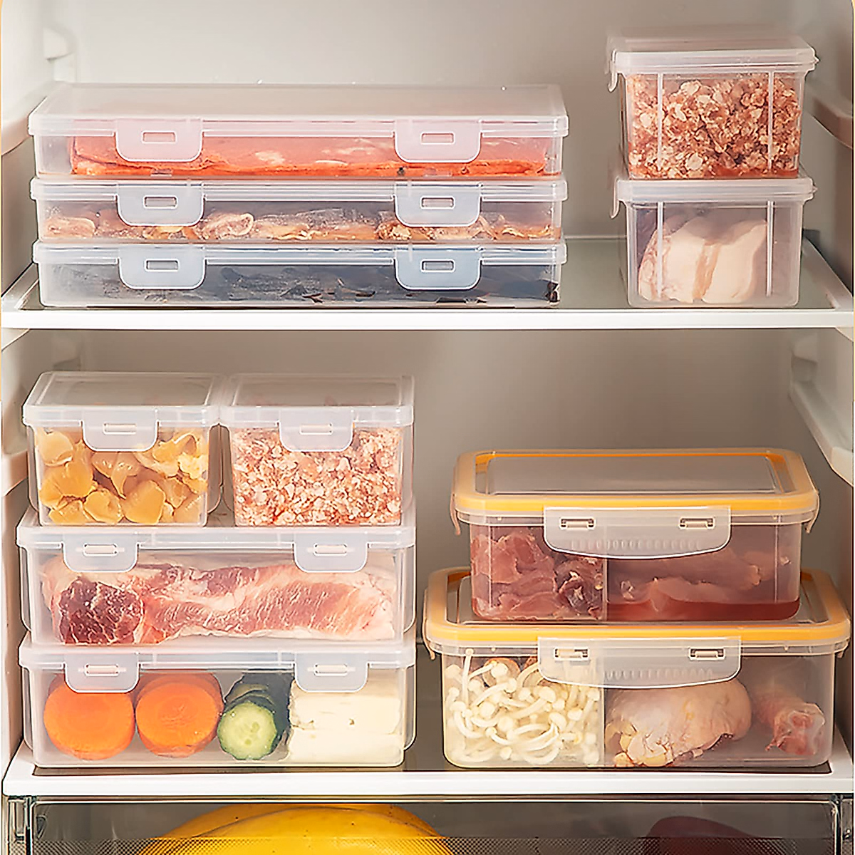 WonLiq 2 Pack-Bacon Keeper, Deli Meat Saver Cheese Cold Cuts Plastic Food Storage Containers with lids for Refrigerators