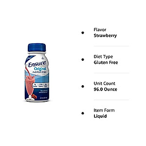 Ensure Original Nutrition Shake, Strawberry, 8 Ounces, 12 Count