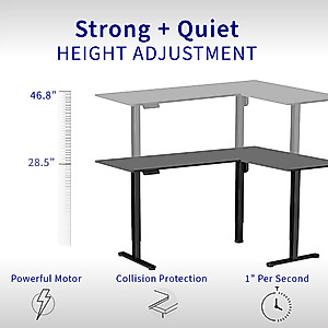 VIVO Electric Height Adjustable 63 x 55 inch Corner Stand Up Desk, White Table Top, White Frame, L-Shaped Standing Workstation, 3CT Series, DESK-E3CTW