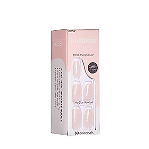KISS imPRESS Color Press-On Nails Polish-Free Manicure Set, ‘Serendipity’, 30 Chip-Proof, Smudge-Proof Fake Nails