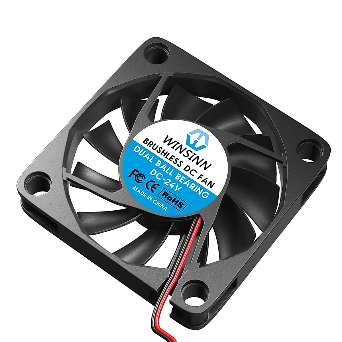 WINSINN DC 60mm Fan 24V 6010 Dual Ball Bearing Brushless Cooling 60mmx10mm 2PIN (Pack of 4Pcs)