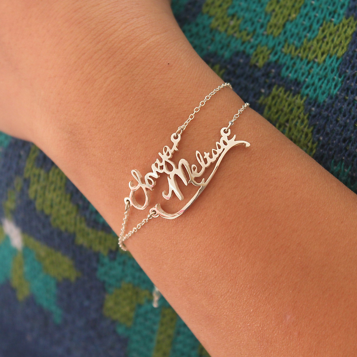 Joelle Jewelry Design Handwriting Bracelet Personalized Memorial Signature Bracelet Custom signature bracelet - 925 Sterling Silver