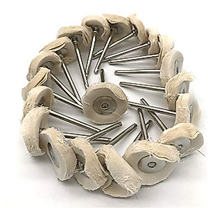 20Pcs Wool Polishing Buff Wheel Buffing Wheels Rotary Tool Accessories Polish Jewelry Watch Mirror 3mm Shank (White)