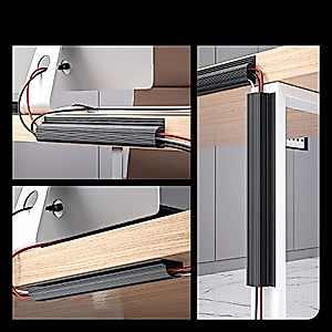 Delamu Cable Management Under Desk- 4 Pack J Channel Cable Raceway, 62.8'' Cord Cover Hider- Self Adhesive Cord Cable Organizer for Desk Wire Management- Cable Management Tray, 4X15.7'', Black