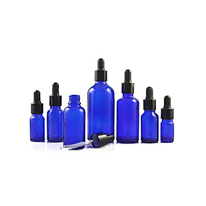 3 Pack 100ml/3.5oz Cobalt Blue Glass Bottles with Glass Eye Droppers Empty Refillable Essential Oils Perfume Dropper Dispenser Sample Travel Makeup Container Storage Vias for Travel Aromatherapy Lab