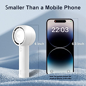 JISULIFE Handheld Fan, Portable Bladeless Mini Fan, Personal Small Hand Fan with 4500mAh, 18H Max Cooling Time, USB Rechargeable Lash Fan for Travel/Makeup/Eyelash/Outdoor - White