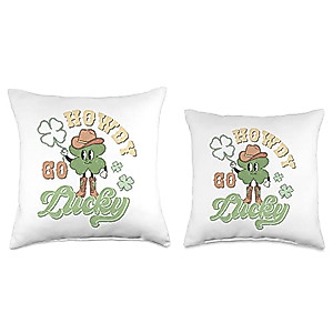 2023 St Patrick's Day Apparel Clothing Western Patrick's Day Cute St Pattys Clover Country Music Throw Pillow, 16x16, Multicolor