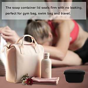 Vonpri Travel Soap Container with Lid for Dove Beauty Bar, Small Soap Case Holder for Shower Traveling Accessories Bathroom Soap Dishes Box for Mini Soap, Shampoo and Conditioner Bar 2.5 Inch (Black)