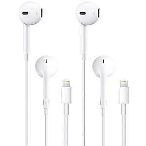 Case Logic Apple Earbuds Headphones Wired Lightning Connector,2 Pack [Apple MFi Certified](Built-in Microphone & Volume Control) iPhone Earphones iPhone 14/13/12/SE/11/XR/XS/X/8/7-All iOS, White