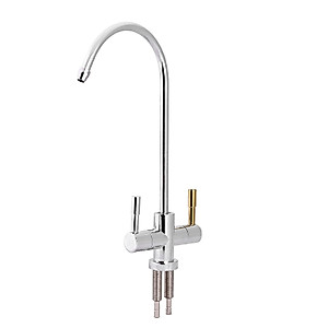 HOT Cold Double Holes Faucet Tap,plplaaoo Drinking Water Faucet,1/4inch Double Holes Sink Faucet Tap Chrome Reverse Osmosis RO Drinking Water Filter Fits All Under Counter Water Filter Systems.,