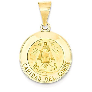 IceCarats 14K Yellow Gold Caridad Del Cobre Medal Necklace Charm Pendant 22mm x 15mm Only