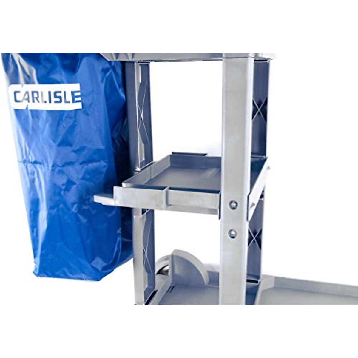 Carlisle FoodService Products Janitorial Cart Long Platform Cart with 25 Gallon Trash Bag for Restaurants, Hospitals, and Schools Plastic, 49 X 21 X 39 Inches, Gray