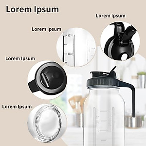 Glass Pitcher with Lid, 64 oz (2 Quart / 1.9 Liter) Glass Mason Jar Pitcher with Precise Scale, LineWide Mouth, Heavy Duty, Leak Proof for Hot/Cold Water Jug, Juice and Homemade Beverage