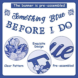 Jollyboom Something Blue Before I Do Banner for Women Girl, Something Blue Bridal Shower Decoration NO DIY Reqired Banner for Bridal Shower Bachelorette Engagement Wedding Party