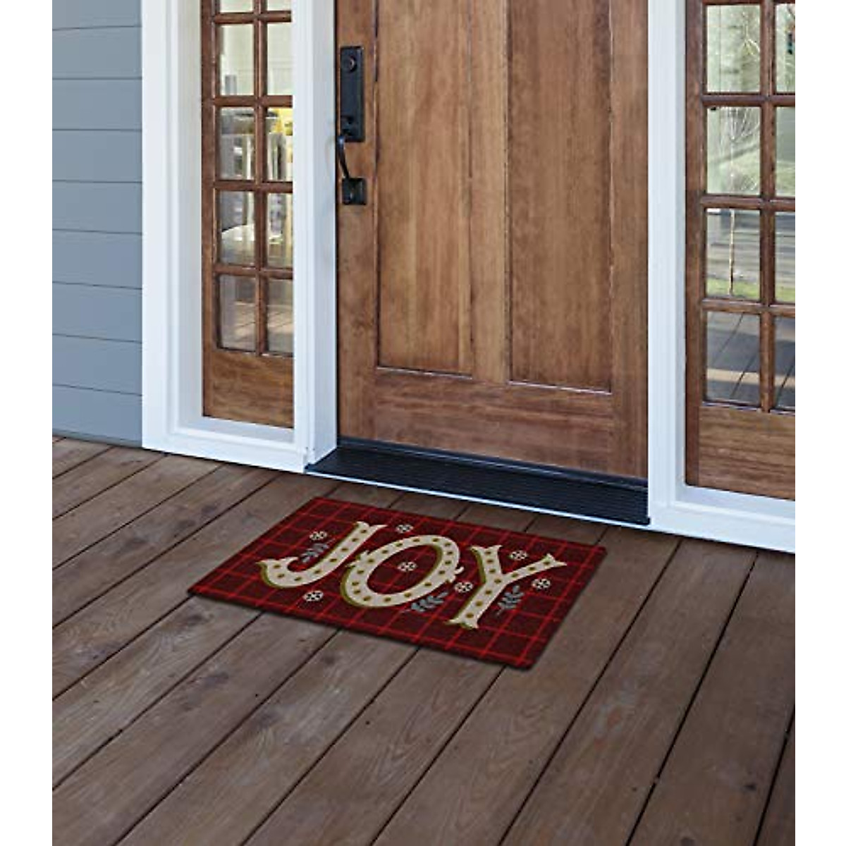 Brumlow MILLS Christmas Joy Washable Festive Slogan Print Indoor or Outdoor Holiday Rug for Living or Dining Room, Bedroom Carpet and Kitchen Runner Rug, 20" x 34", Burgundy
