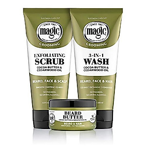 Softsheen-Carson Magic Beard Wash 3 in 1 Cleanses and Conditions for Face, Beard and Hair, with Cocoa and Shea Butters, 6.8 fl oz