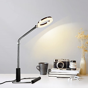 DINGLILIGHTING DLLT Metal LED Desk Lamp, Adjustable Eye-Caring Architect Table Lamp, Modern Small Tall Reading Lamp for Bedroom, Study Room & Office Work Lighting (Silver)