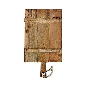 Creative Co-op Mango Wood Rope on Handle Cheese Board, Brown, 18x10