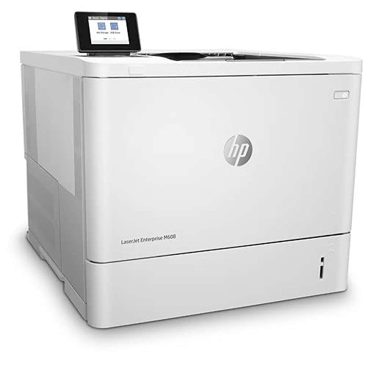 HEWLETT PACKARD Laserjet Enterprise M608dn Monochrome Laser Printer (K0Q18A) with Power Strip Surge Protector and Electronics Basket Microfiber Cleaning Cloth