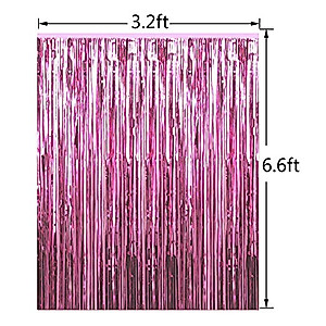3 Packs 3.2ft x 6.6ft Light Pink Metallic Tinsel Foil Fringe Curtains Photo Booth Props for Birthday Wedding Engagement Bridal Shower Baby Shower Bachelorette Holiday Celebration Party Decorations