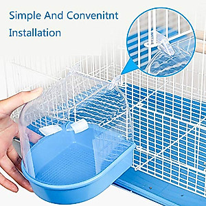 Bird Bath Cage Small Blue Bird Bath Tub Cover Shower Supplies for Cockatiel, Budgerigar, Macaw, Finch, Budgie, Parakeet, Conure, Canary, Parrots