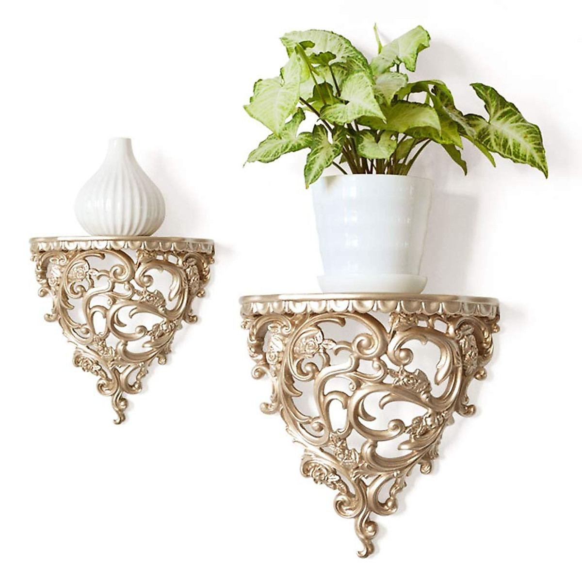 Xnferty Floating Shelves, European Installation Baroque Hollow Decoration Shelves, Wall Hanging Shelves Storage Racks, European Hollow Unique Art Elements Home Living Room Decorations