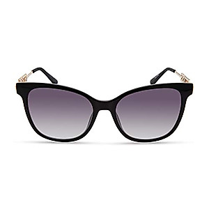 GUESS Women's Metal Logo Square Sunglasses, Shiny Black, 56mm