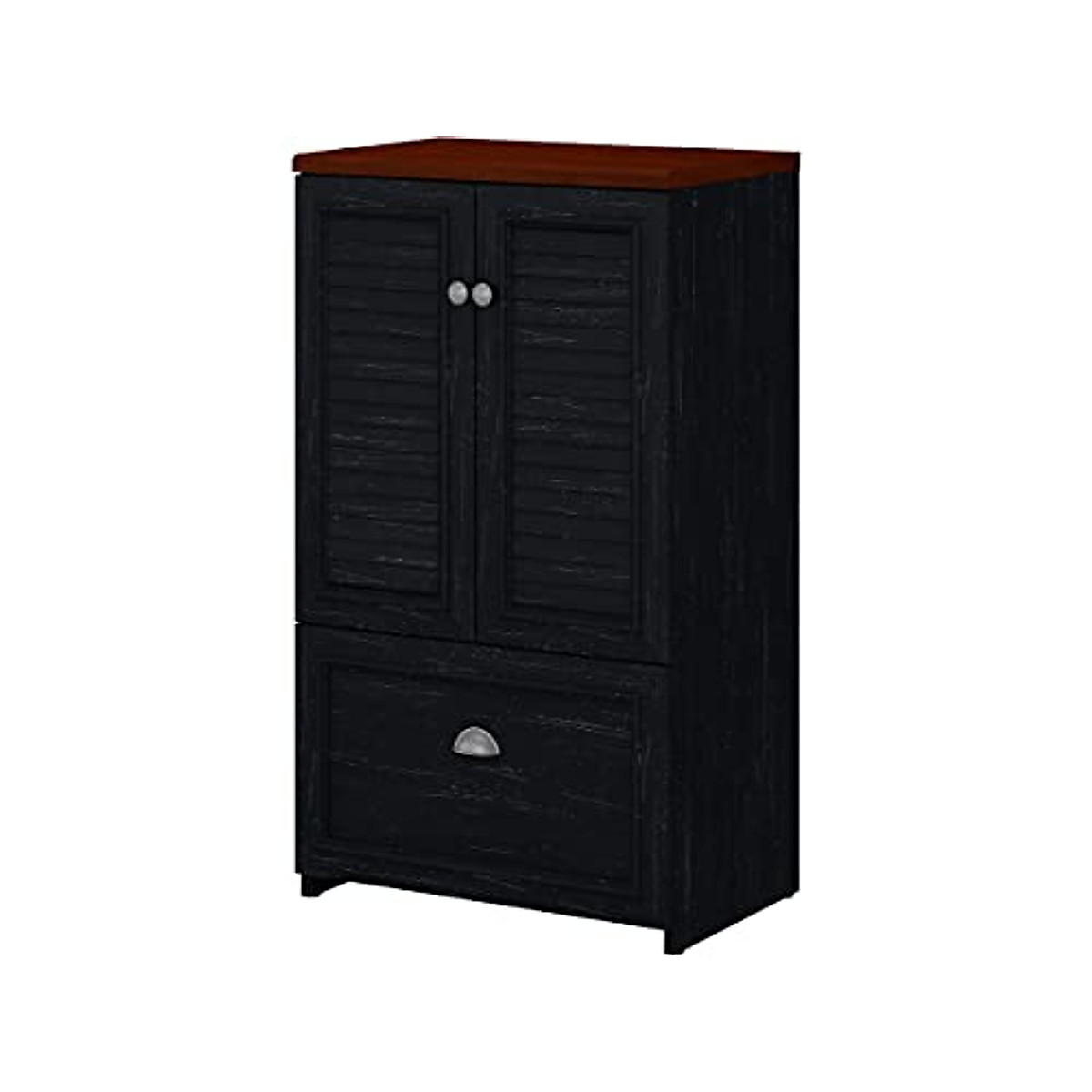 Bush Fairview 41.69-Inch H Storage Cabinet with 3 Shelves, Antique Black/Hansen Cherry (WC53980-03)