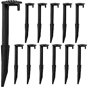 Inflatable Plastic Stakes 5.7 Inch Heavy Duty Tent Stakes Replacement Yard Ground Lawn Black Gardening Pegs Spike Hook for Halloween Christmas Holiday Inflatables Garden Decorations (18 Pieces)
