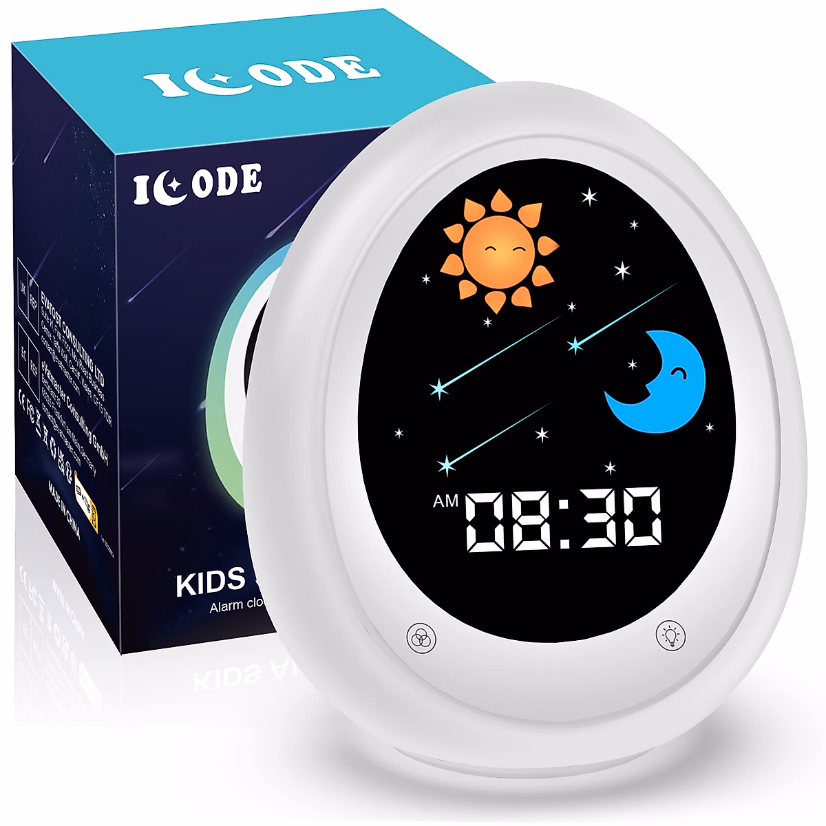 I·CODE Meteor Routine Helper Sleep Trainer, Kids Alarm Clock, Nursery Noise Machine & Night Light with Nap Timer for Younger Children