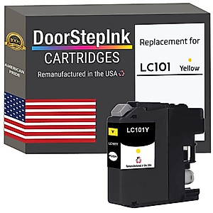 DoorStepInk Remanufactured in The USA Ink Cartridge Replacements for Brother LC101 Yellow for Printers DCP-J152W MFC-J245 MFC-J285DW MFC-J450DW MFC-J470DW MFC-J475DW MFC-J650DW