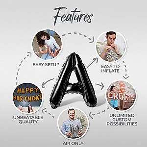 Letter Balloons - BRIDE 16" Inch Alphabet Letters Foil Mylar Balloon Engagement Party, Bridal Shower or Wedding Party Banner (Black)