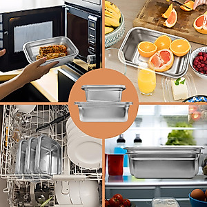 SCHBIT 2pcs Stainless Steel Food Containers 304 Stainless Steel Fruit Food Storage Box Metal Storage Container Set Stainless Steel Baking Pan for Oven Dishwsher Freezer,Safe Stackable 1000/2600ml