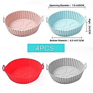 BDYKJYM 4Pcs Air Fryer Silicone Liners,Reusable Air Fryer Silicone Basket,Replacement Of Flammable Parchment Paper, Heat Resistant Easy Cleaning Air Fryers Oven Accessories(Top 7.9in, Bottom 6.9in)