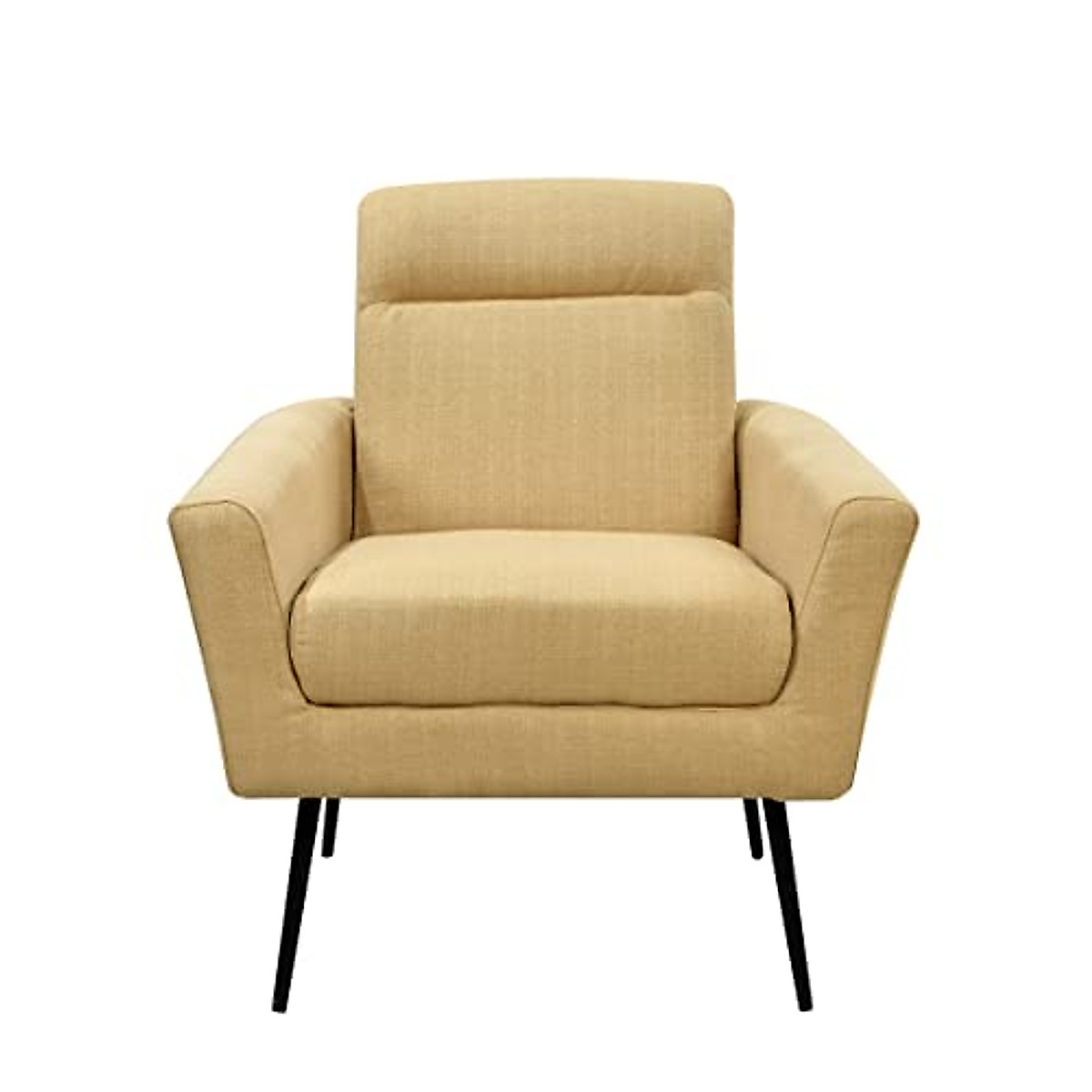 Tiokop Mid Century Modern Upholstered Fabric Accent, Living Room, Bedroom Leisure Single Sofa (Metal Legs), TV armrest seat, Suitable for Small Space Home, Office, Coffee Chair,Yellow