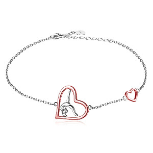 Gymnastics Bracelet Gymnast Girl Jewelry Gift 925 Sterling Silver Gymnastics Bangle Team USA Gymnastic Hand Chain Sport for Women Birthday (Rose gold)