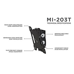 Mount-It! Tilting TV Wall Mount Bracket for Small TV and Computer Monitors, Low-Profile Design with Quick Release Function, Fits 24, 27, 30 and 32 Inch Screens Up to VESA 100, 44 Lbs Capacity, Black