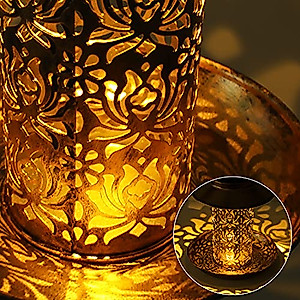 OLIKER Solar Bird Feeder Decorative Metal Panels Hanging Bird House with Light for Feeding Wild Bird Feeder Outdoors Hanging Gift for Bird Lovers Outdoor Garden Backyard Decoration