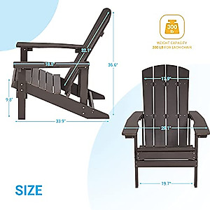 MISSBRELLA Plastic Adirondack Chairs Hips Material Looks Like Real Wood Weather Resistant for Patio Garden, Backyard, Patio and Indoors (Coffee)