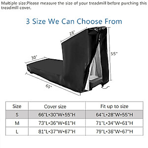 Treadmill Cover, Non-Folding Running Machine Protective Cover, Waterproof Dustproof Treadmill Covers with Zipper for Home Gym Indoor Outdoor(66”L x 30”W x 55”H)
