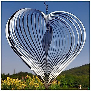 DJUAN Wind Spinners for Yard and Garden Metal Large Hanging Heart and Angel Outdoor Garden Decor