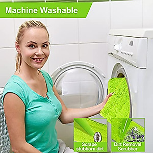 18" Microfiber Mop for Floor Cleaning, Microfiber Floor Mop with 57" Stainless Steel Handle,4 Reusable Washable Mop Pads and Mop Pads Brush,Microfiber Mop for Hardwood,Laminate,Tile,Floor Cleaning