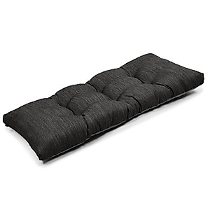 baibu 42 Inch Classic Solid Color Bench Cushion with Ties, Super Soft Indoor Outdoor Rectangle Bench Seat Cushion Standard Size Foam Pad with Non-Slip Bottom - One Pad Only (Black, 42x15x3in)