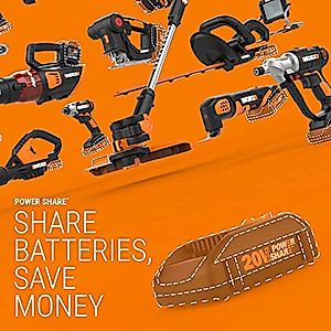Worx WG323 20V Power Share 10" Cordless Pole/Chain Saw with Auto-Tension (Battery & Charger Included) and WG261.9 20V Power Share 22" Cordless Hedge Trimmer (Tool Only)